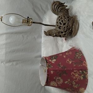 Vinatge Unknown | Accents | Rare Antique Rooster Lamp Wfloral Shade ...